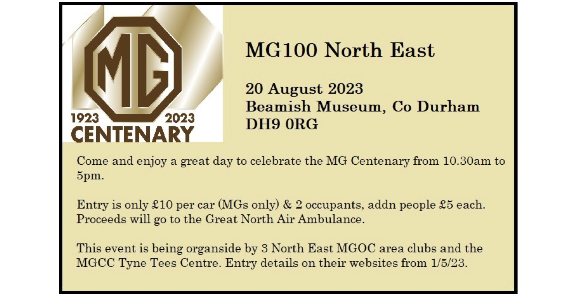Centenary Events - MG 100
