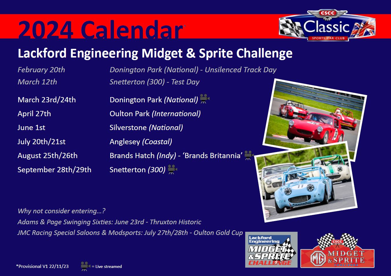 CSCC Midget & Sprite Challenge 2024 dates announced - Midget Register